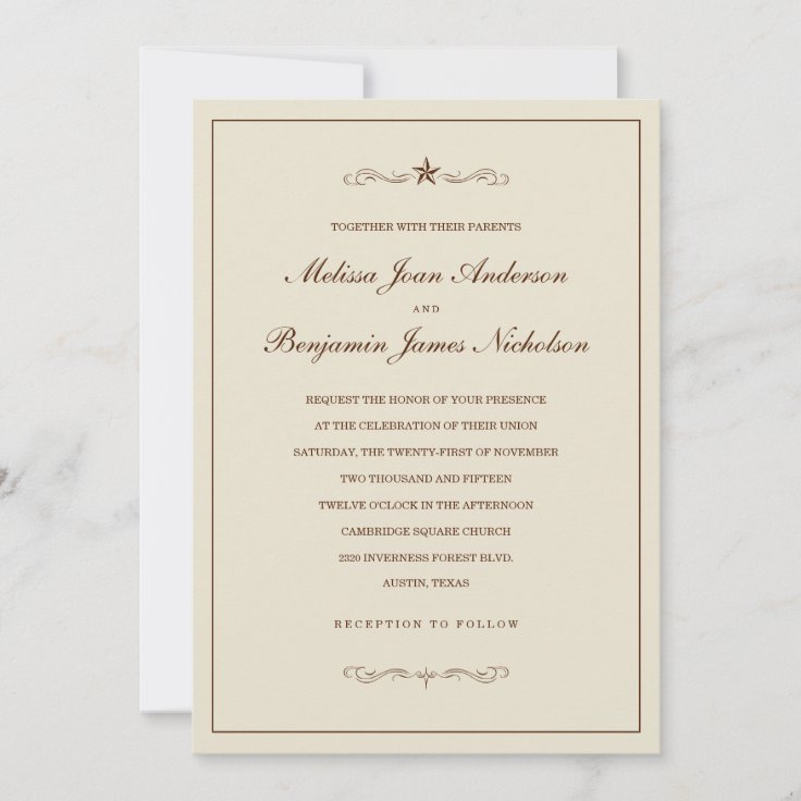 Western Star Wedding Invitations With Border | Zazzle