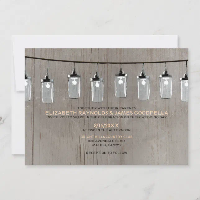 Western String Lights Wedding Invitations | Zazzle