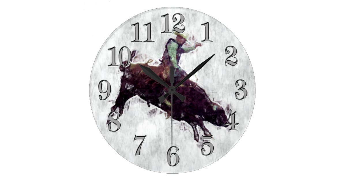 Western-style Bull Rider Rodeo Cowboy Large Clock | Zazzle.com