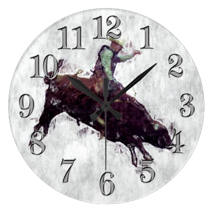 Western-style Bull Rider Rodeo Cowboy Large Clock | Zazzle.com