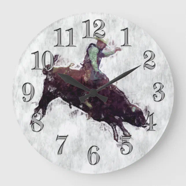 Western-style Bull Rider Rodeo Cowboy Large Clock | Zazzle