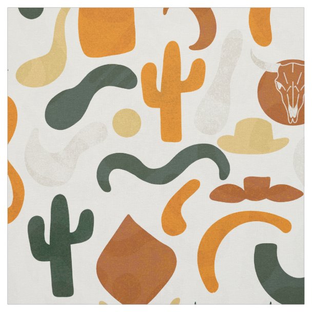 Western Cowboy Pattern Fabric | Zazzle