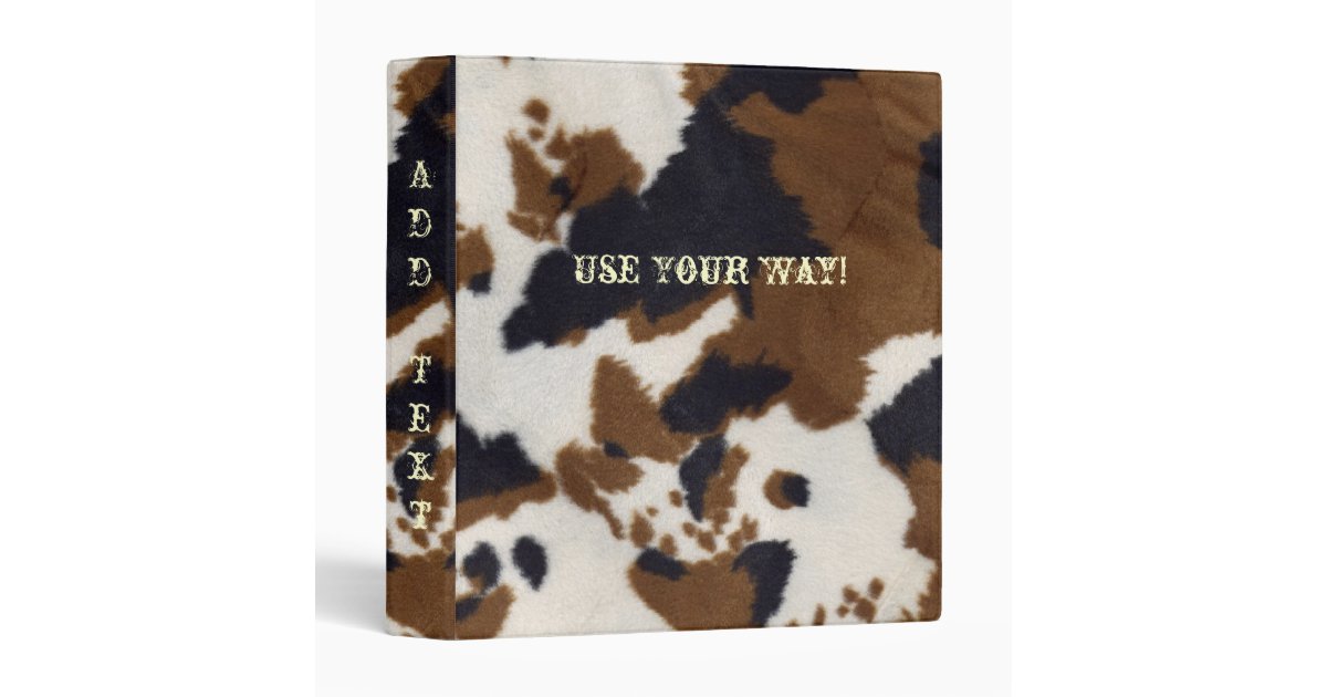 Western Style Cowhide Print Notebook Binder | Zazzle