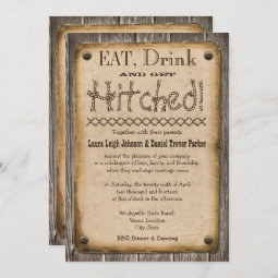 Western Style Eat, Drink and Get Hitched Wedding Invitation | Zazzle