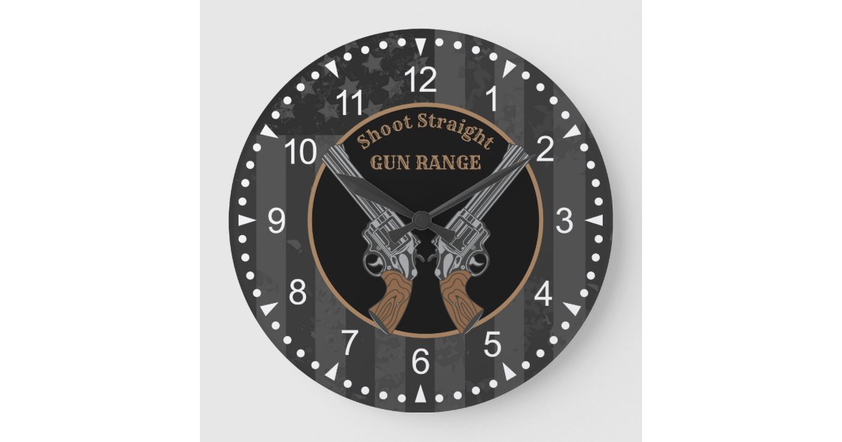 Western Style Guns And Custom Name Large Clock | Zazzle