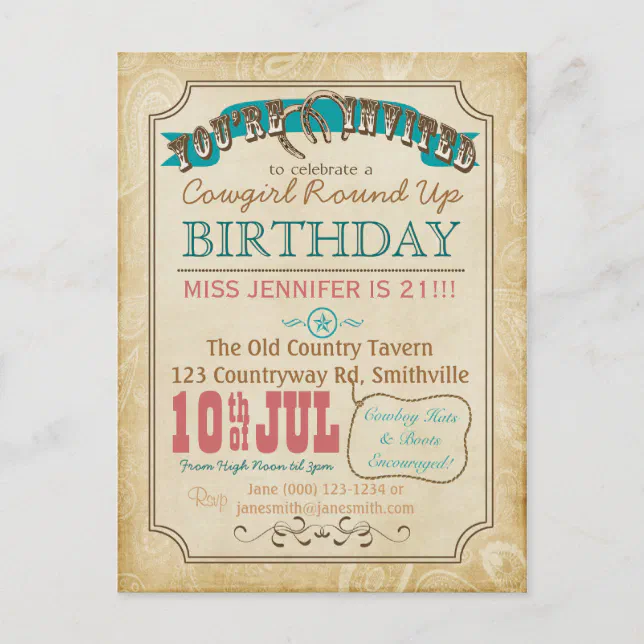 Western Style Postcard Invitation | Zazzle