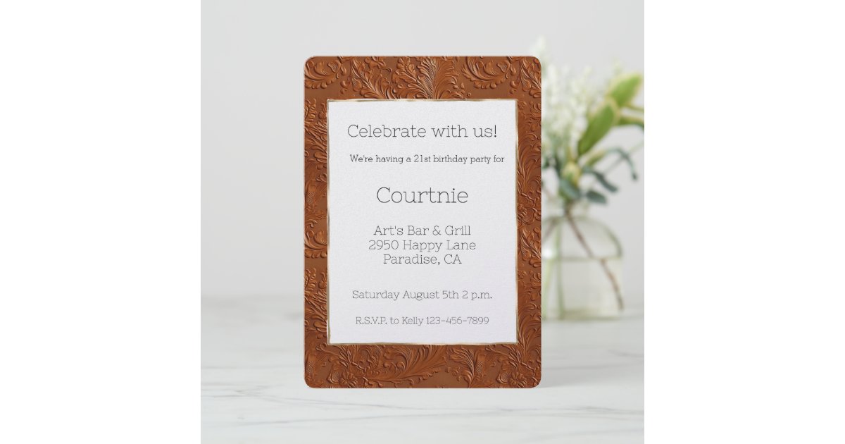 Western Tan Brown Bohemian Cowgirl 21st Birthday Invitation | Zazzle