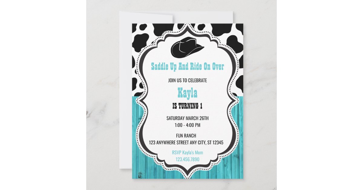 Western Teal Wood Rodeo Birthday Invitation | Zazzle