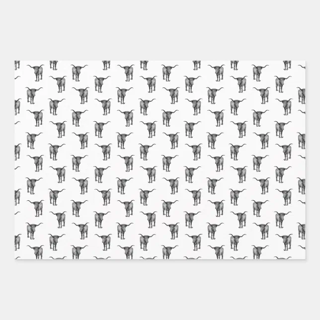 Western Texas Longhorn Bull CUSTOM COLOR Wrapping Paper Sheets | Zazzle