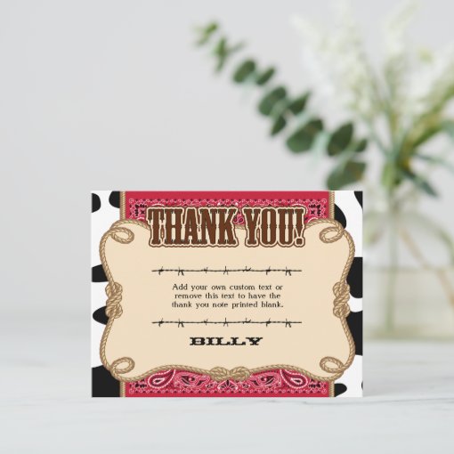 Western Thank You Cards Zazzle