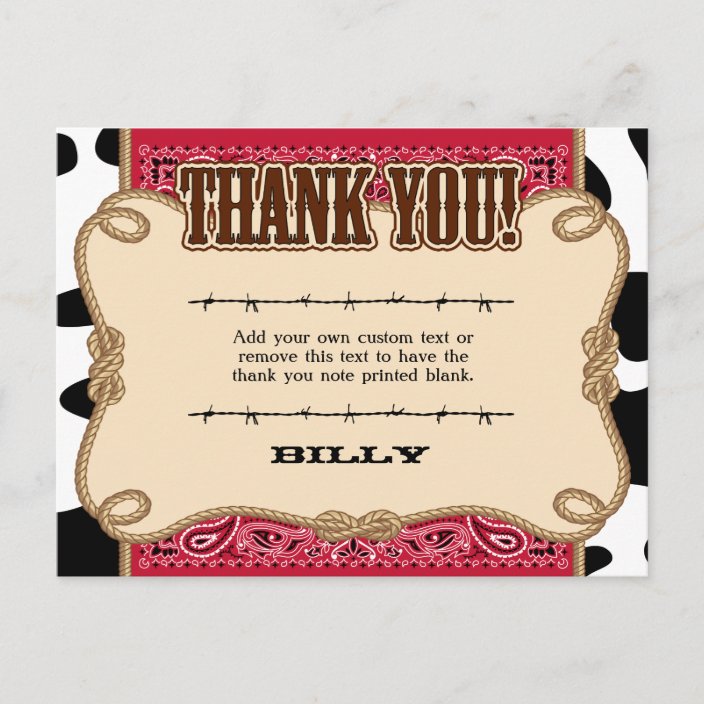 Western Thank You Cards | Zazzle.com