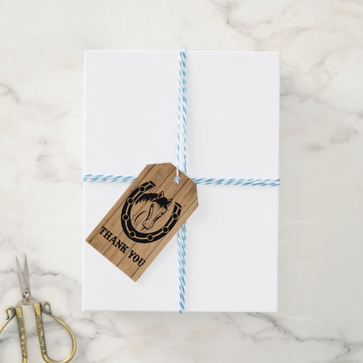 Western Thank You Horse Wood Wedding Country Gift Tags | Zazzle