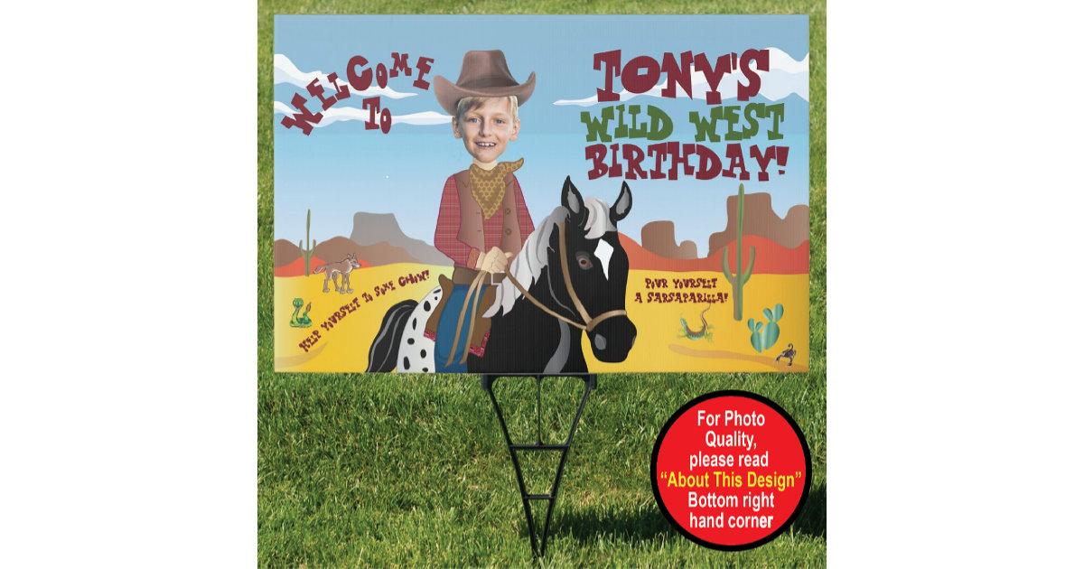Western Theme Birthday Staked Yard Sign | Zazzle