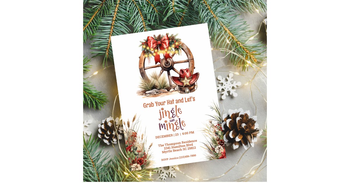 Western Theme Cowboy Christmas Party Invitation | Zazzle