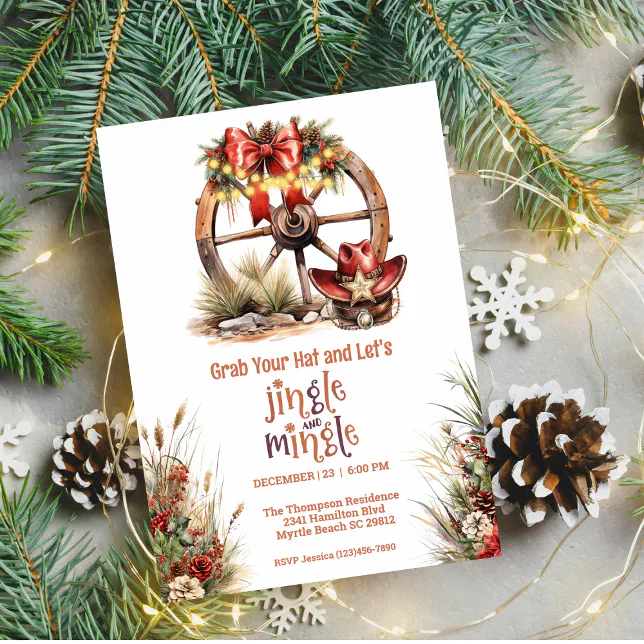 Western Theme Cowboy Christmas Party Invitation | Zazzle