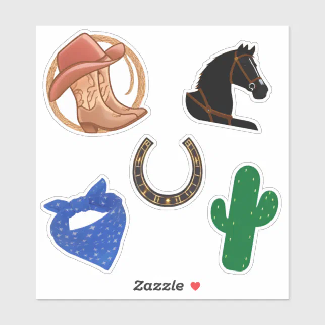 Western Theme Party Cowboy Cowgirl Rodeo Wild West Sticker | Zazzle
