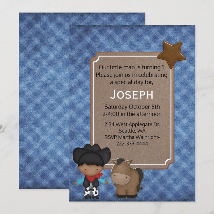 Western Themed Baby Boy First Birthday Invitation | Zazzle.com