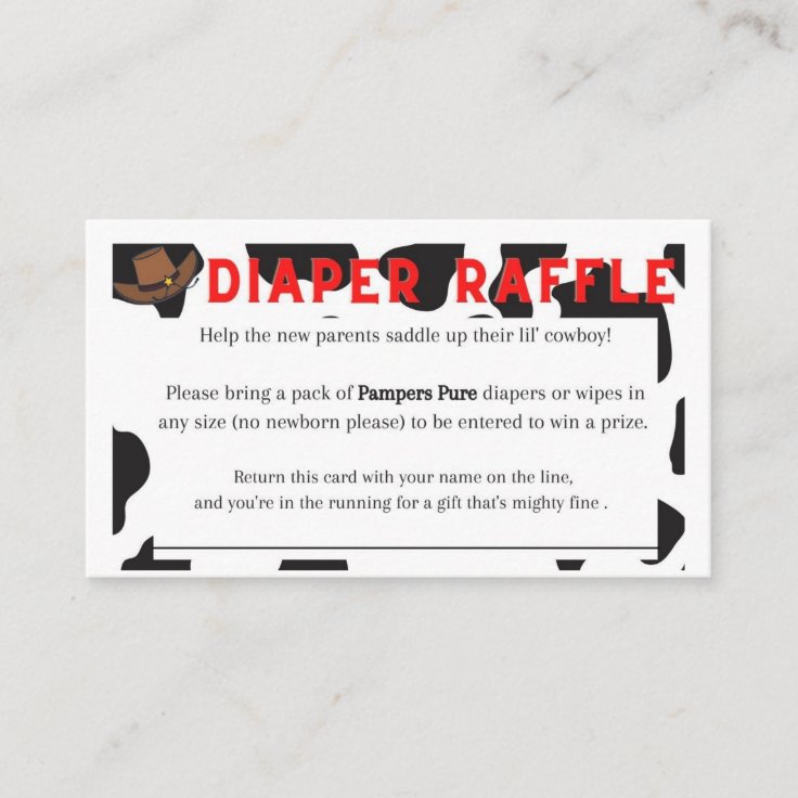 Western Themed Diaper Raffle Invitation Insert | Zazzle