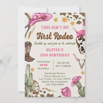 Western This Ain't My First Rodeo 2nd Birthday Invitation | Zazzle