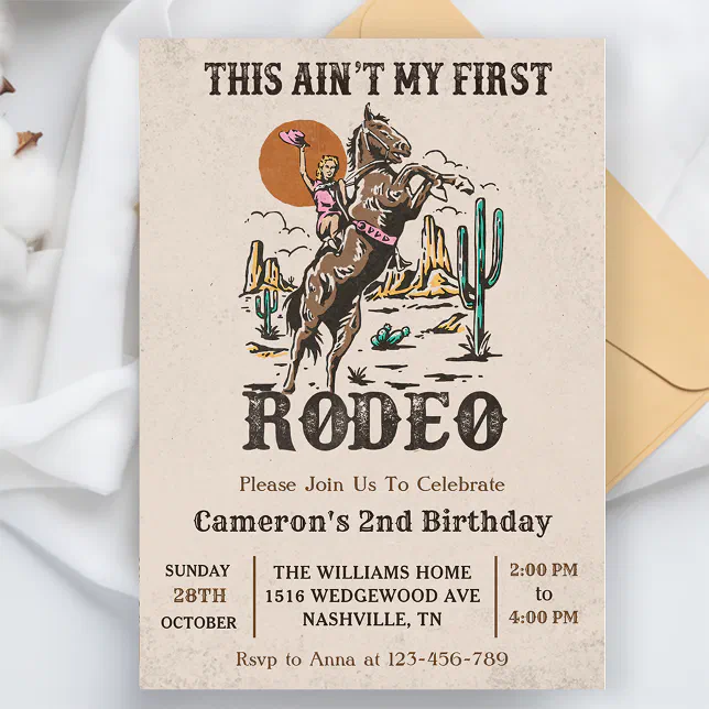 Western This Ain't My First Rodeo Birthday Party Invitation | Zazzle