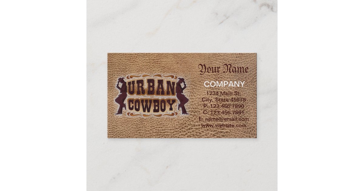 Western tooled leather Urban Cowboy Business Card | Zazzle