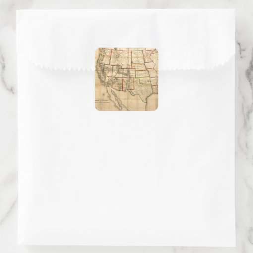 Western United States Territory Map (1858) Square Sticker | Zazzle