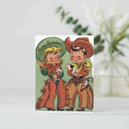 Western Vintage Birthday Postcard | Zazzle