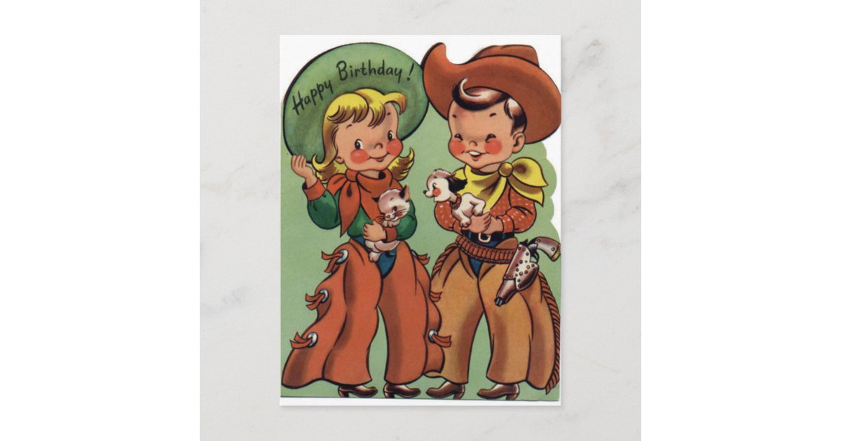 Western Vintage Birthday Postcard | Zazzle