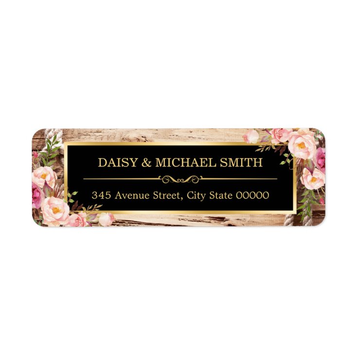 Western Vintage Gold Floral Wood Rustic Country Label | Zazzle