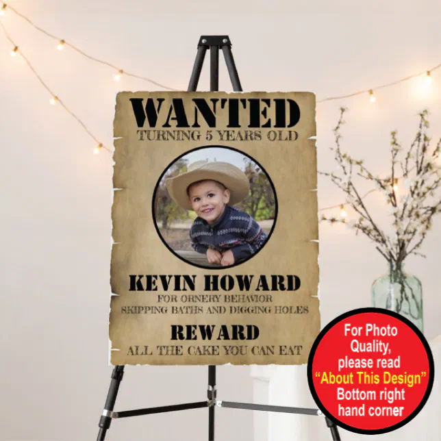 Western Wanted Poster Birthday Sign On | Zazzle