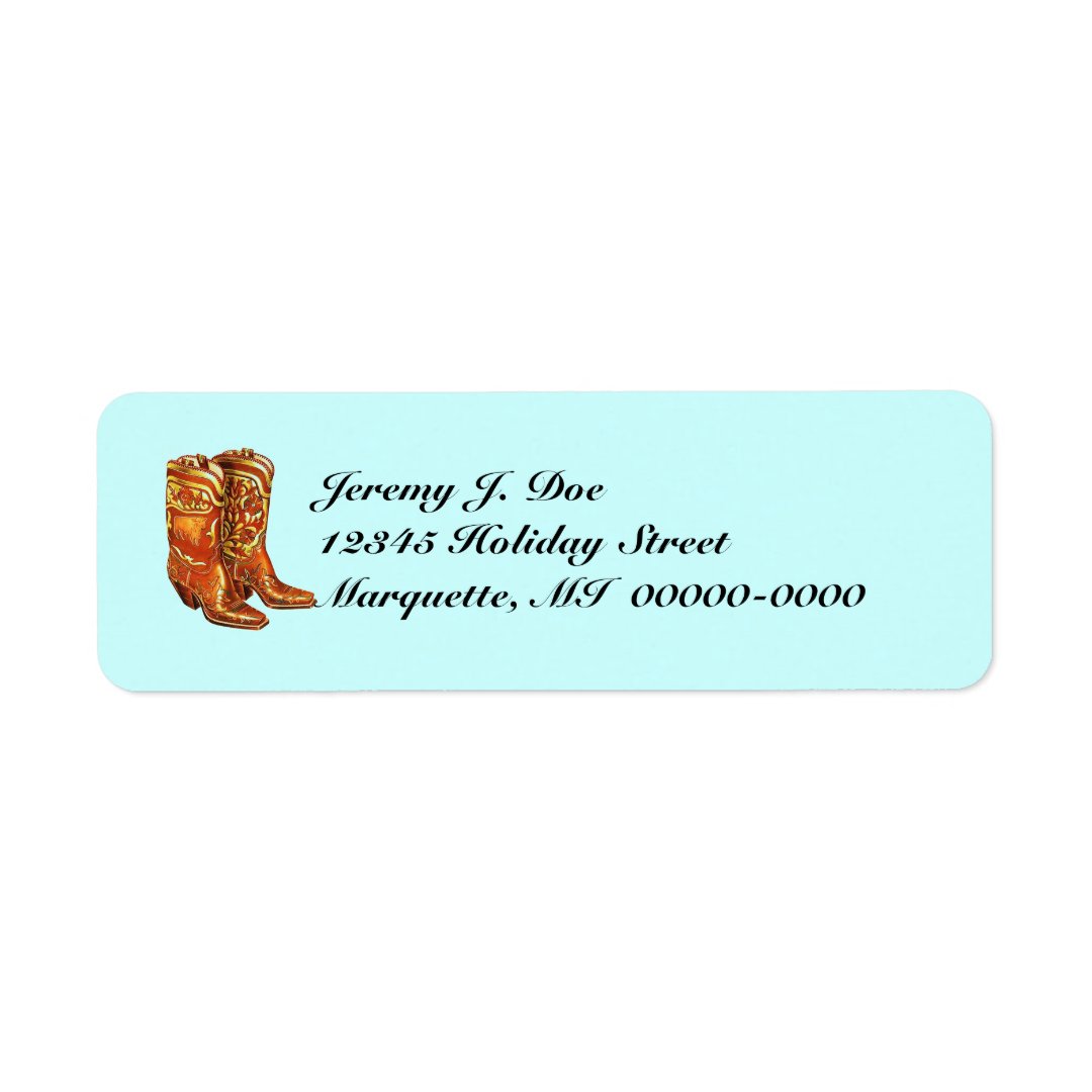 Western Wear Cowboy Cowgirl Boots Address Labels | Zazzle