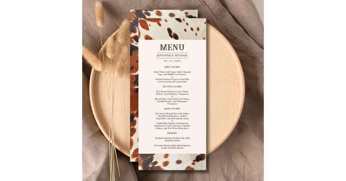 Western Wedding Menu | Zazzle