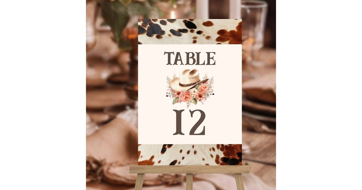 Western Wedding Table Number | Zazzle