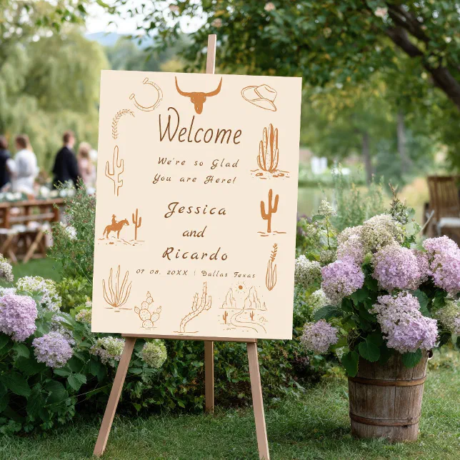 Western We're so glad you're here wedding welcome Foam Board | Zazzle