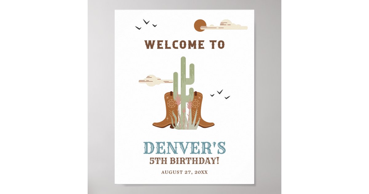 Western Wild West Cowboy Birthday Party Welcome Poster | Zazzle
