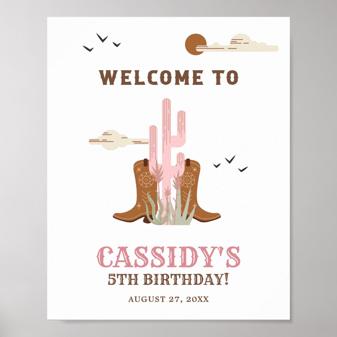 Western Wild West Cowgirl Birthday Party Welcome Poster | Zazzle