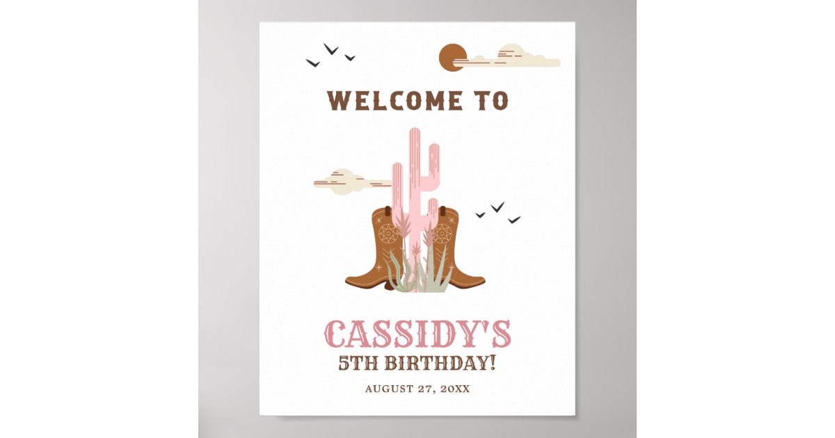 Western Wild West Cowgirl Birthday Party Welcome Poster | Zazzle