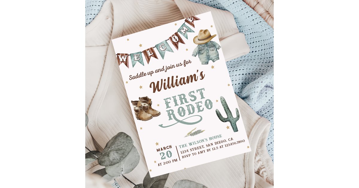 Western Wild West First Rodeo Cowboy Birthday Invitation | Zazzle