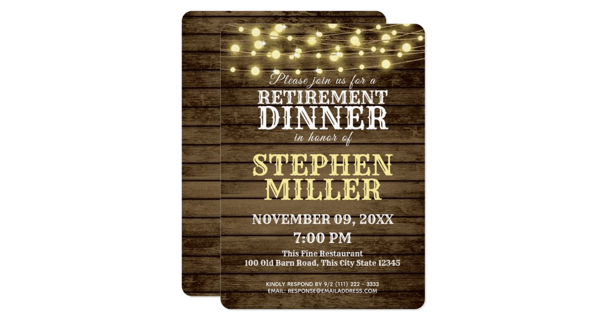 Western Wood and Lights Retirement Dinner Invitation | Zazzle.com