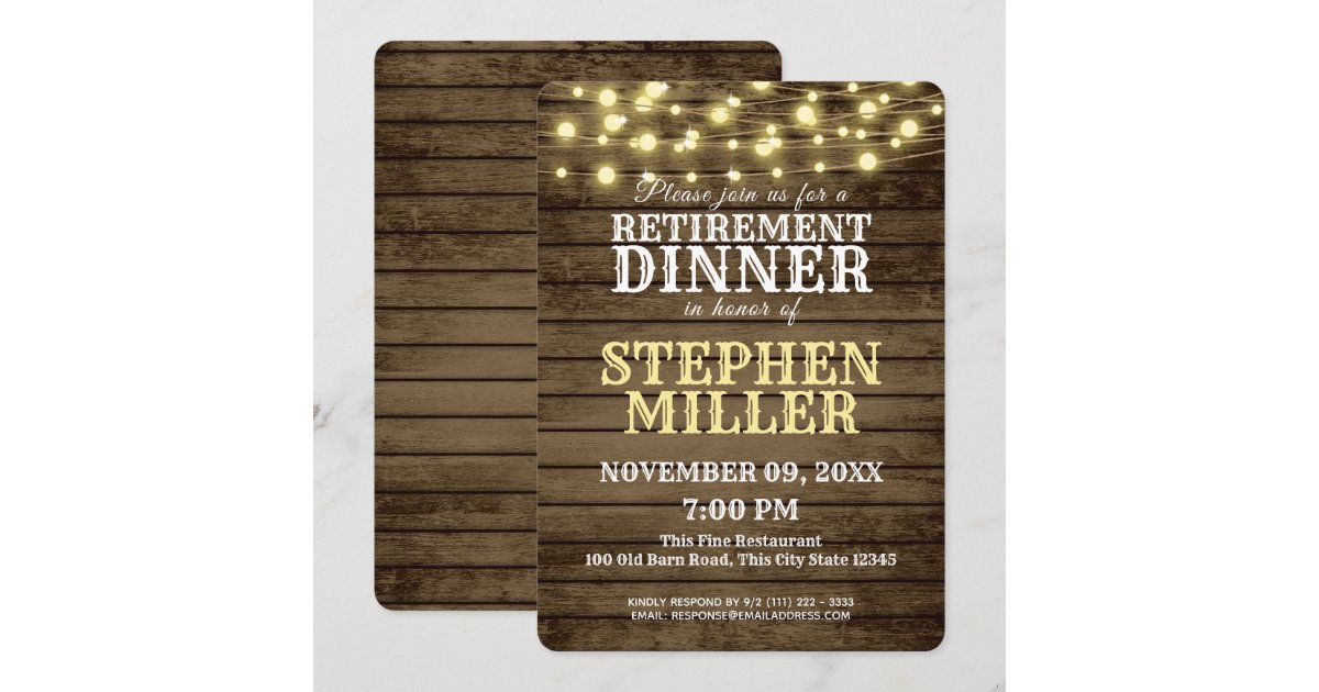 Western Wood and Lights Retirement Dinner Invitation | Zazzle