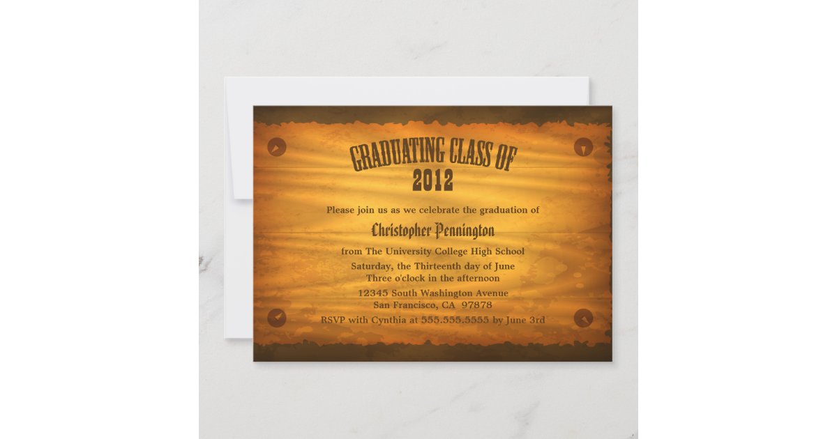 Western wood grain graduation party announcement | Zazzle