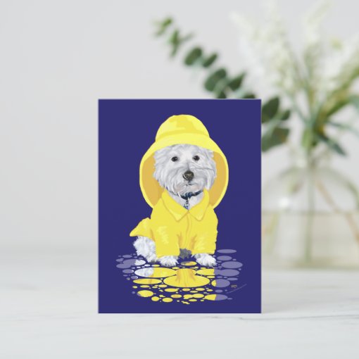 Westie Dog April Showers Postcard | Zazzle