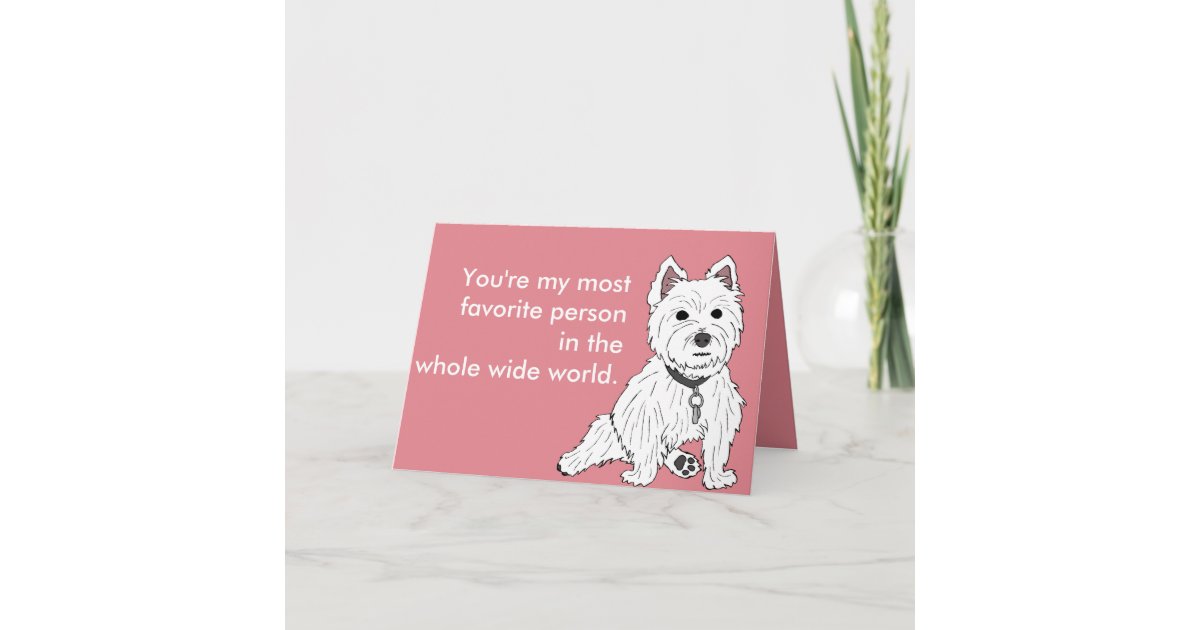 Westie Pink Wuv You Valentine Card | Zazzle