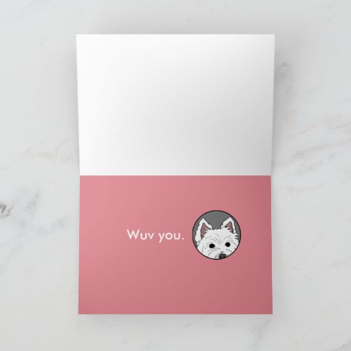 Westie Pink Wuv You Valentine Card | Zazzle
