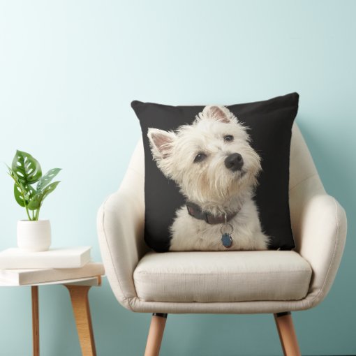 Westie (West Highland terrier) with collar Throw Pillow | Zazzle