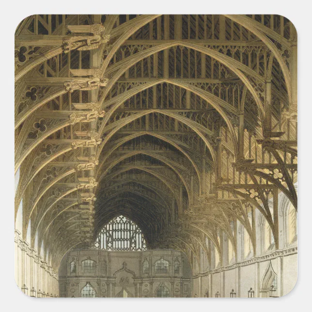 Westminster Hall, engraved by J. Bluck pub Square Sticker | Zazzle