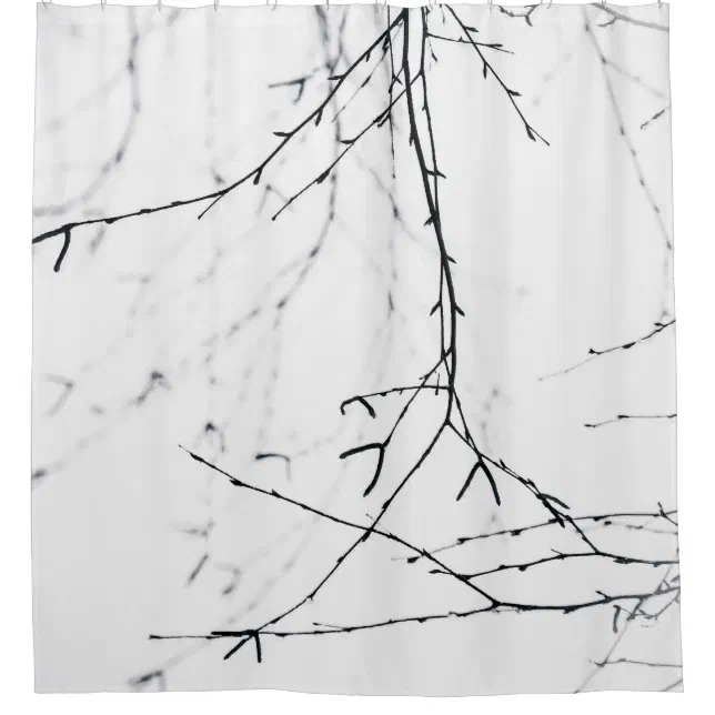 Wet Birch Tree Twigs Shower Curtain | Zazzle