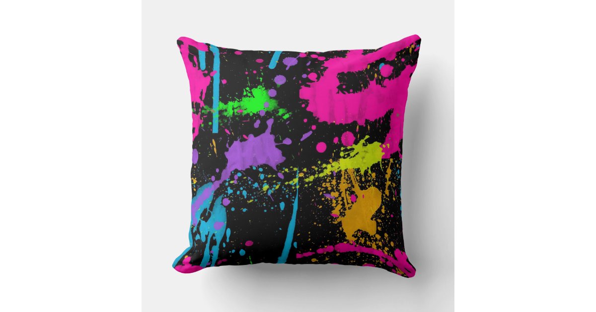 Wet Paint Retro Color Splash Throw Pillow | Zazzle