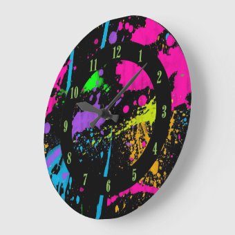 Wet Paint Retro Color Splash Wall Clock | Zazzle