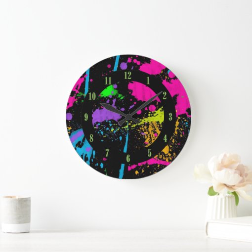 Wet Paint Retro Color Splash Wall Clock | Zazzle